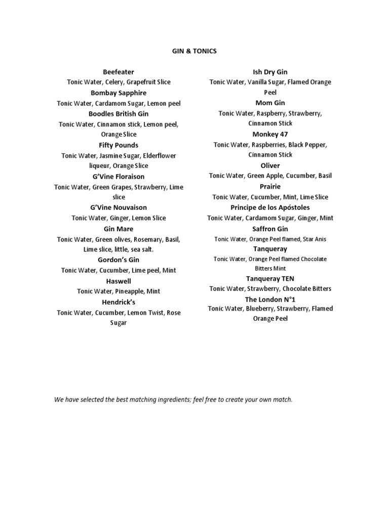 Gin and Tonics | PDF | Gin | Lime (Fruit)