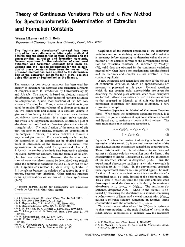 Jobs Method | PDF | Coordination Complex | Acid