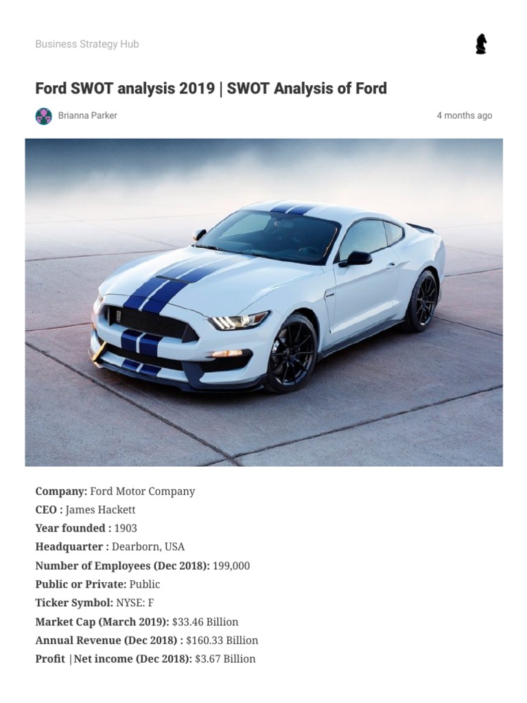 Ford SWOT Analysis Insights | PDF | Ford Motor Company | Luxury Vehicles