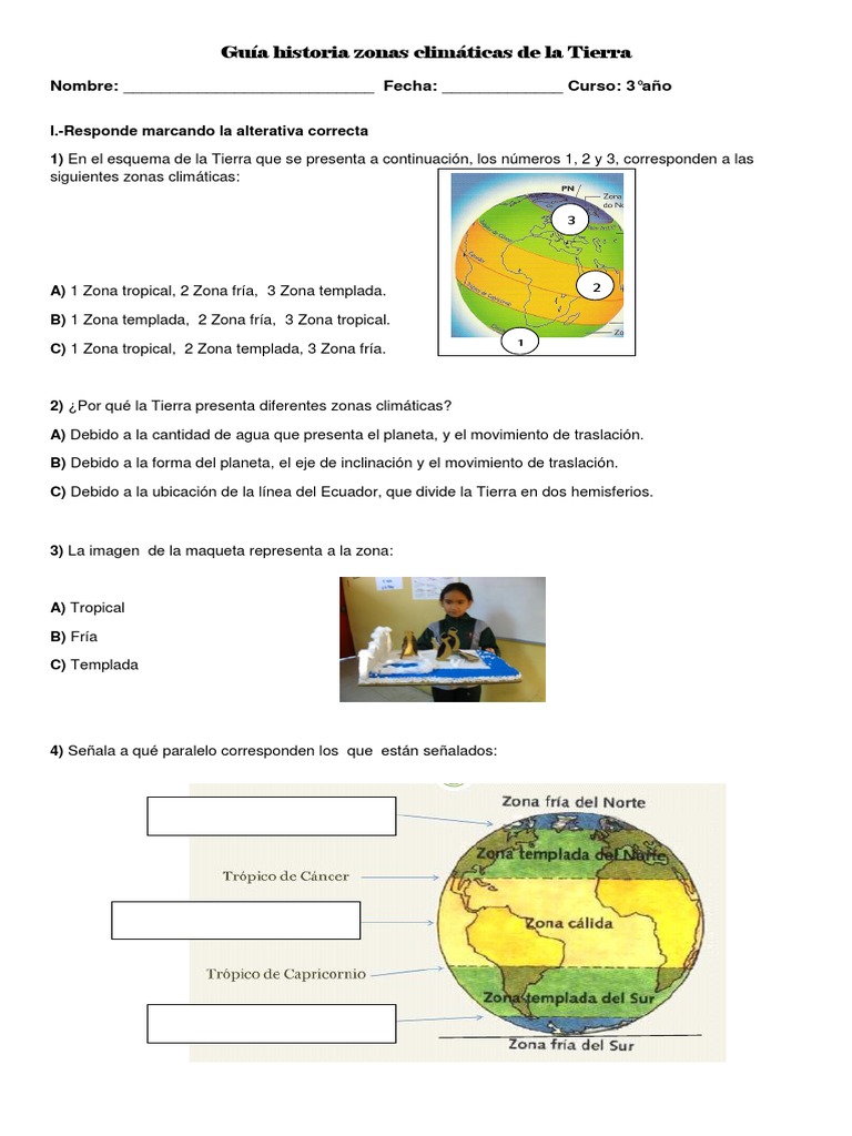 Guia Zonas Climaticas de La Tierra | PDF | Zona tropical | Clima templado