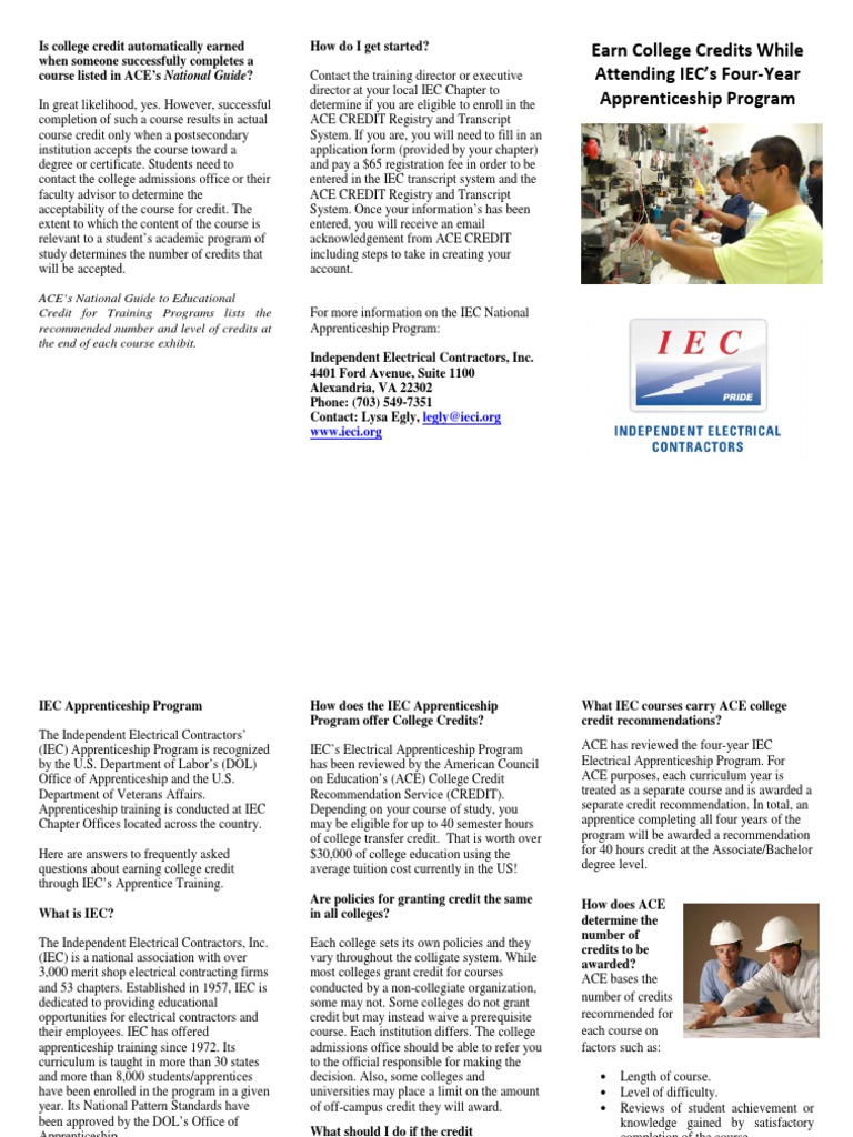Earn College Credits While Attending IEC's Four-Year Apprenticeship ...