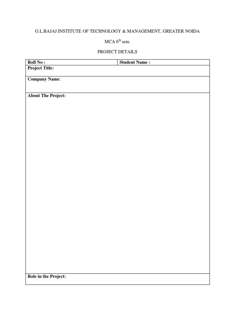 MCA 6th Sem Project Overview | PDF | Computers