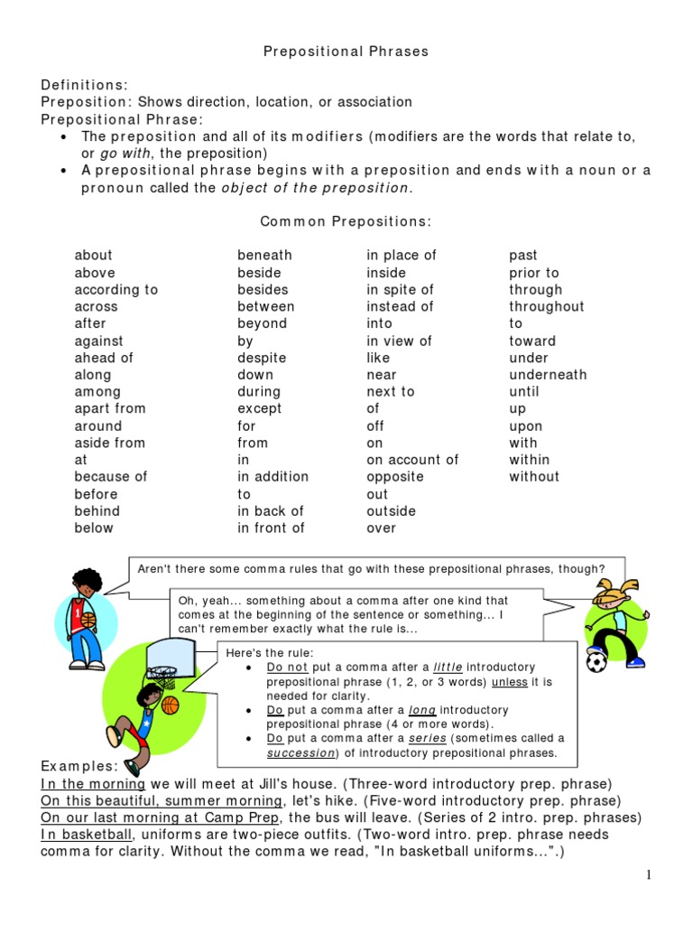 Prepositional Phrases | PDF | Preposition And Postposition | English Grammar