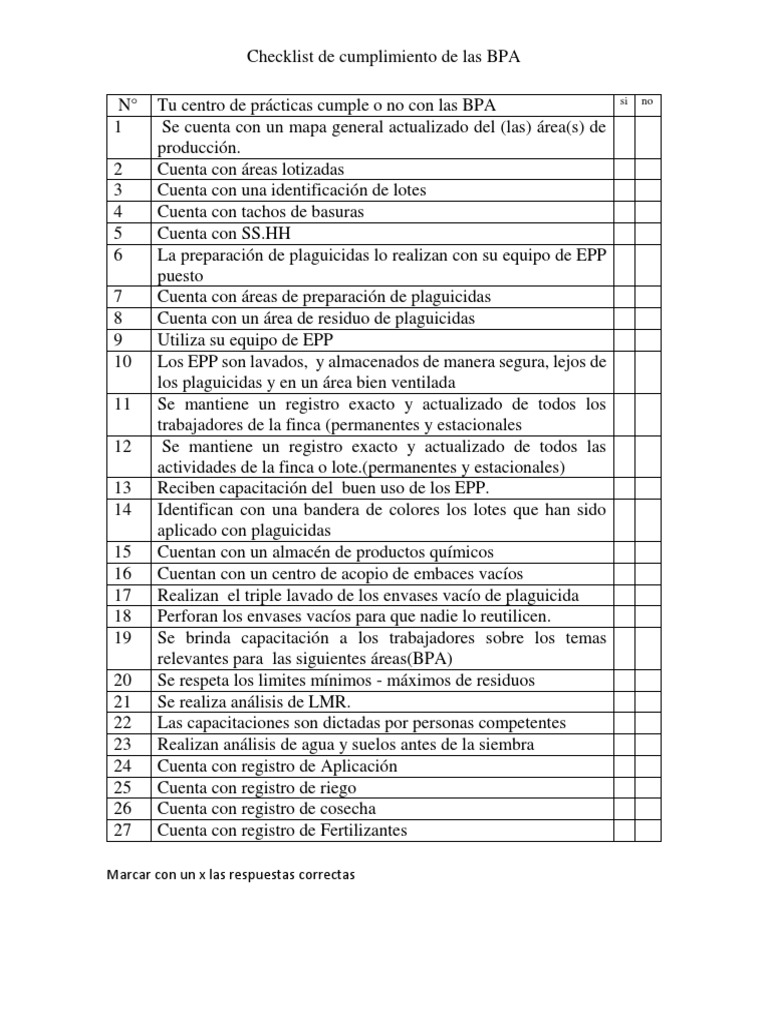 Check List BPA | PDF