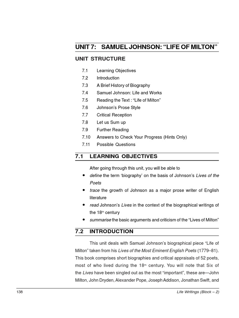 Unit 7 | PDF | Biography | John Milton