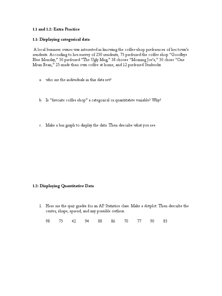 Categorical and Quantitative Data Displays | PDF