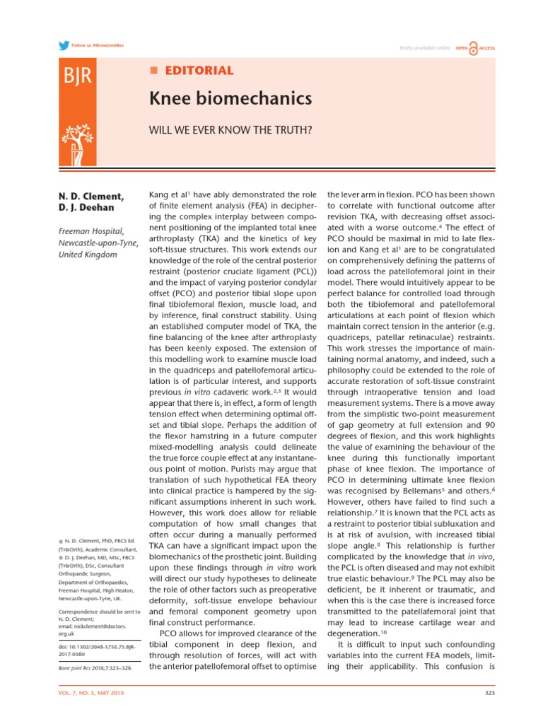 Knee Biomechanics: Editorial | PDF | Knee | Lower Limb Anatomy