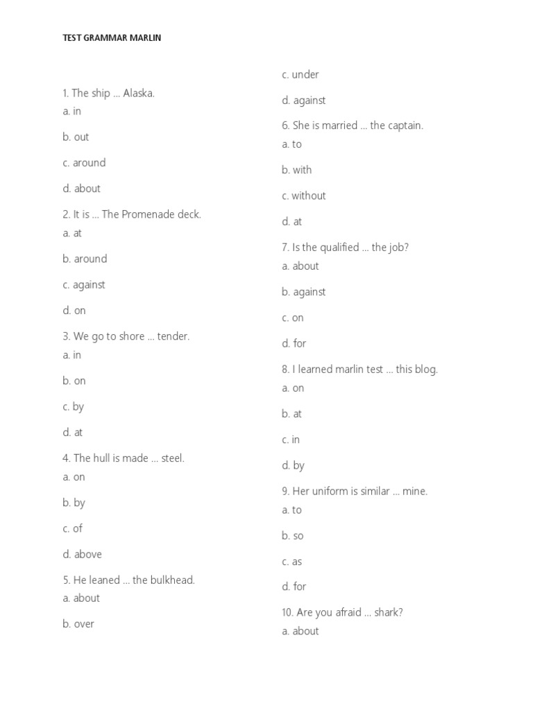 Grammar Test 2 | PDF | Maritime Incidents | Shipping