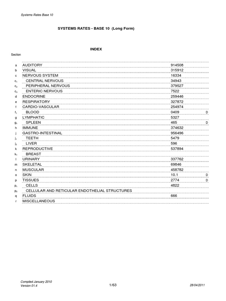Base 10 Systems Rates (Long Version) | PDF | Neuron | Brainstem