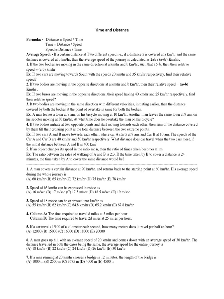 Time and Distance-1 | PDF | Speed | Mechanics
