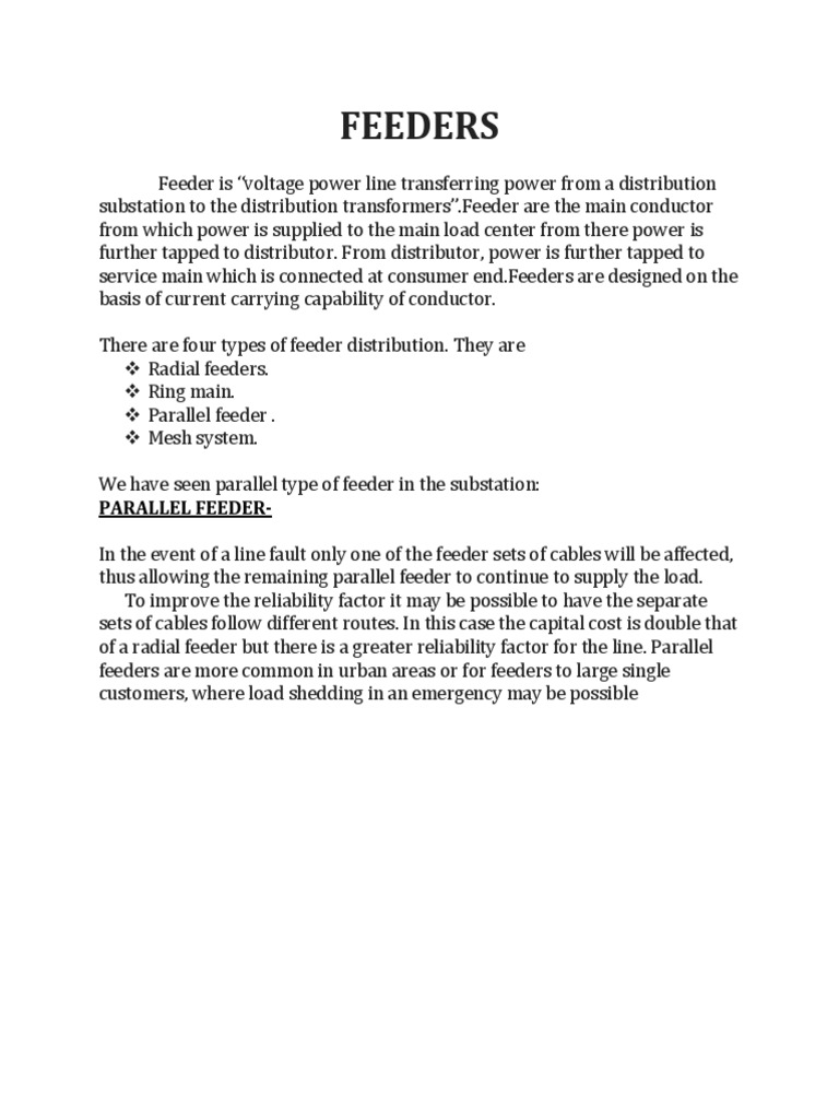 Feeders: Parallel Feeder | PDF