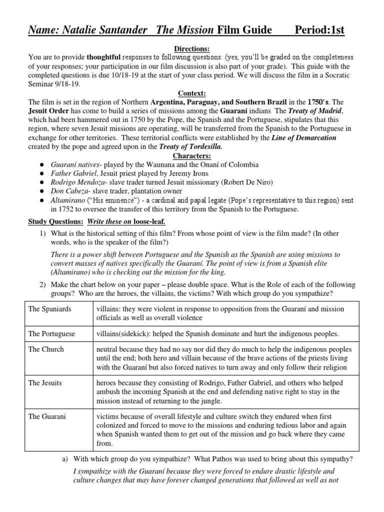 The Mission Movie Guide | PDF | Indigenous Peoples | Spanish Empire