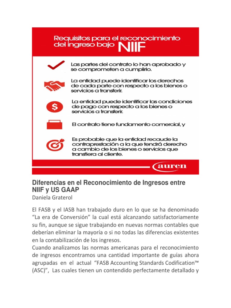 Diferencias en El Reconocimiento de Ingresos Entre NIIF y US GAAP | PDF ...