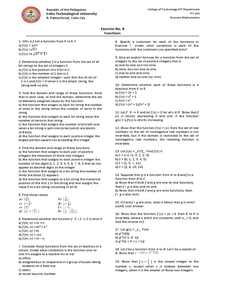 Descrete Q | PDF | Integer (Computer Science) | Function (Mathematics)