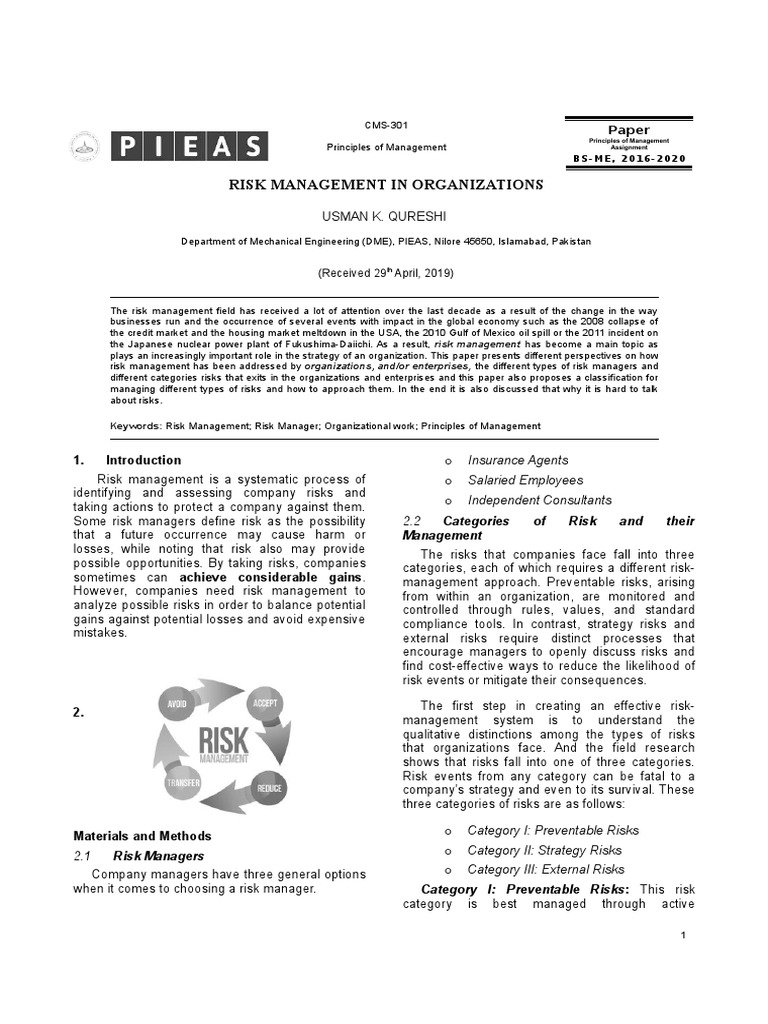 Risk Management (PAPER) | PDF | Risk Management | Risk