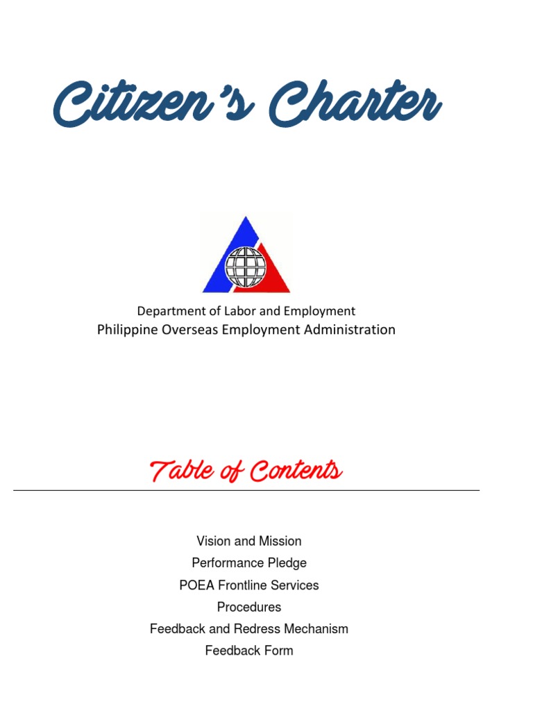 Citizen's Charter: Philippine Overseas Employment Administration ...