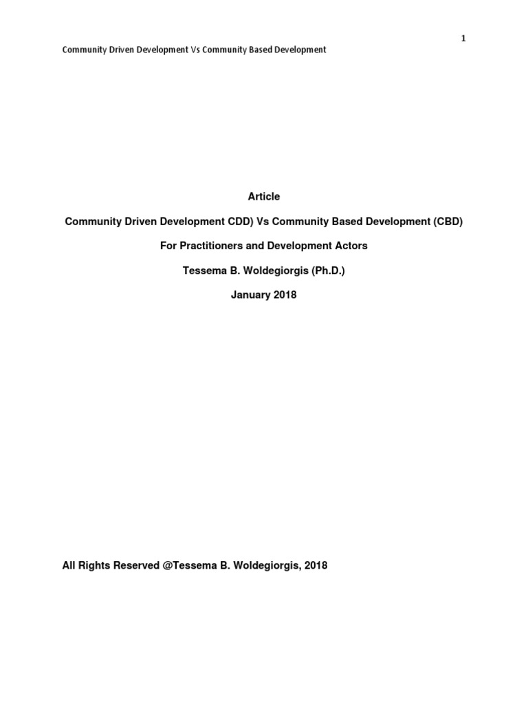 Community Driven Development Vs Community Based Development 1 Final ...