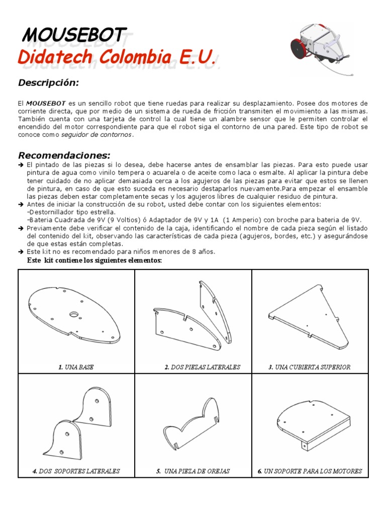 Guia de Ensamble MOUSEBOT | PDF | Tornillo | Eje Guia de Ensamble MOUSEBOT | PDF | Tornillo | Eje