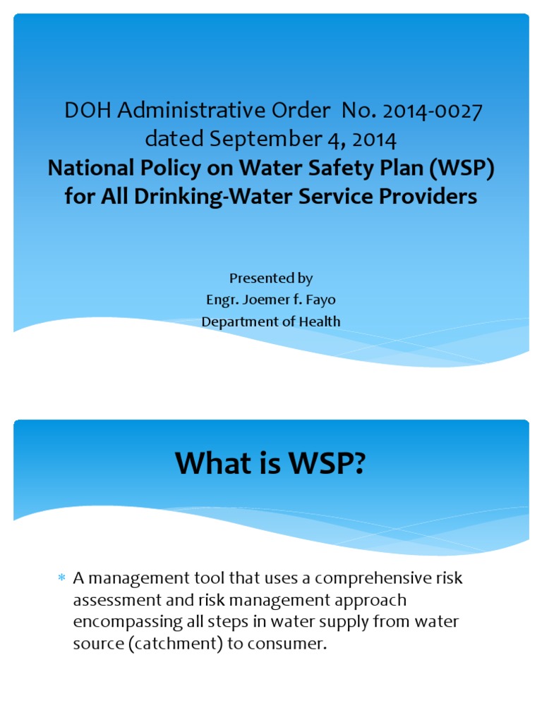 National Water Safety Plan Policy | PDF | Drinking Water | Risk Management
