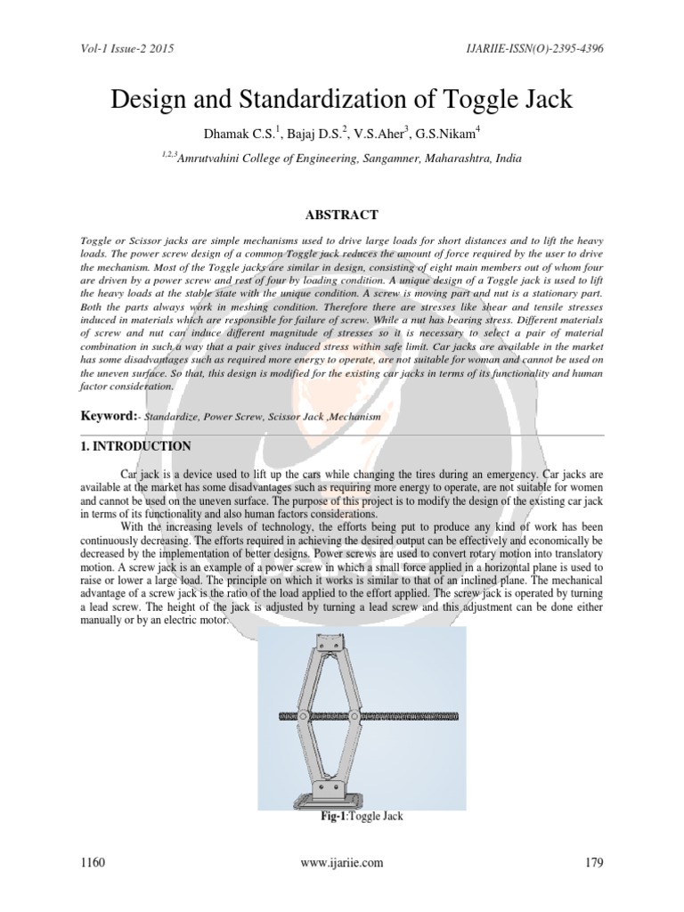 Toggle Jack Design and Standardization | PDF | Screw | Nut (Hardware)