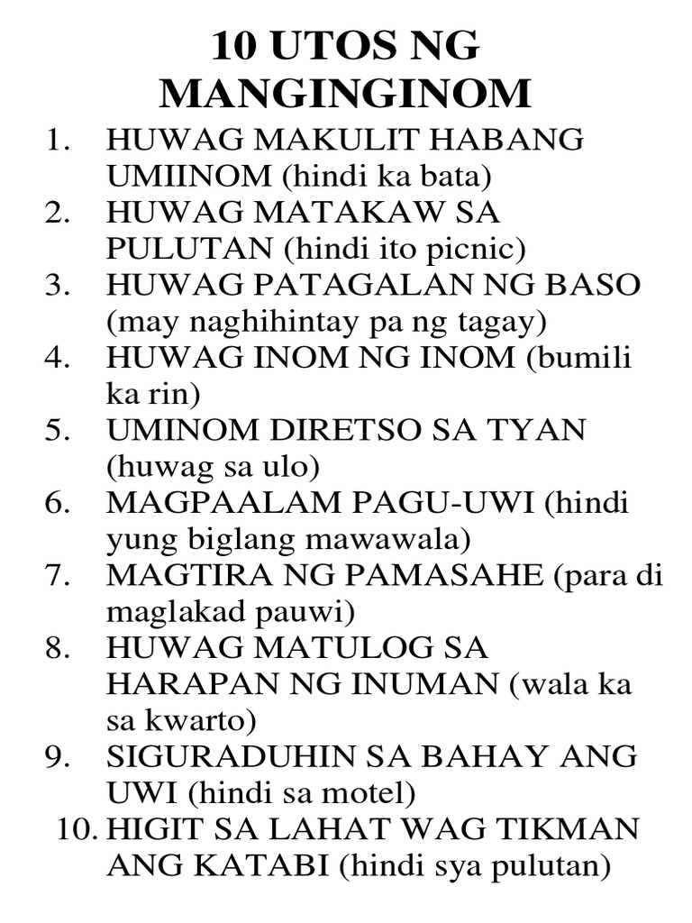 10 Utos NG Manginginom | PDF