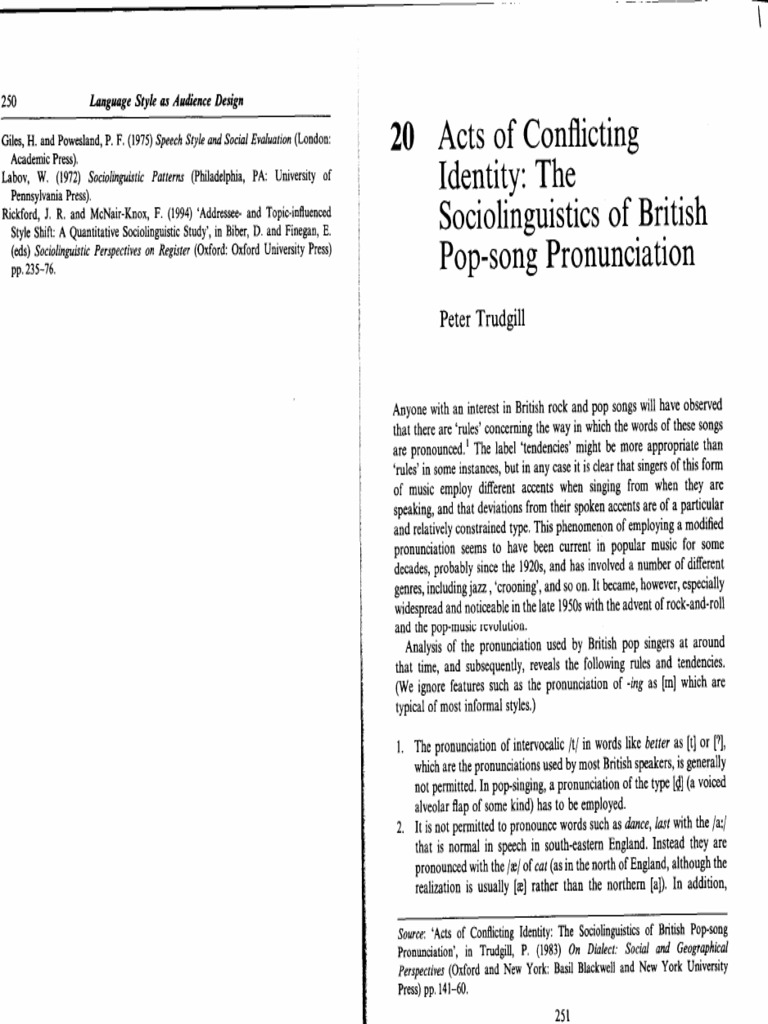Trudgill 1997 - Acts of Conflicting Identity | PDF