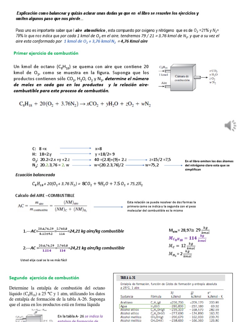 Ejercicios de Combustión de Octano y Propano | PDF | Propano | Combustión