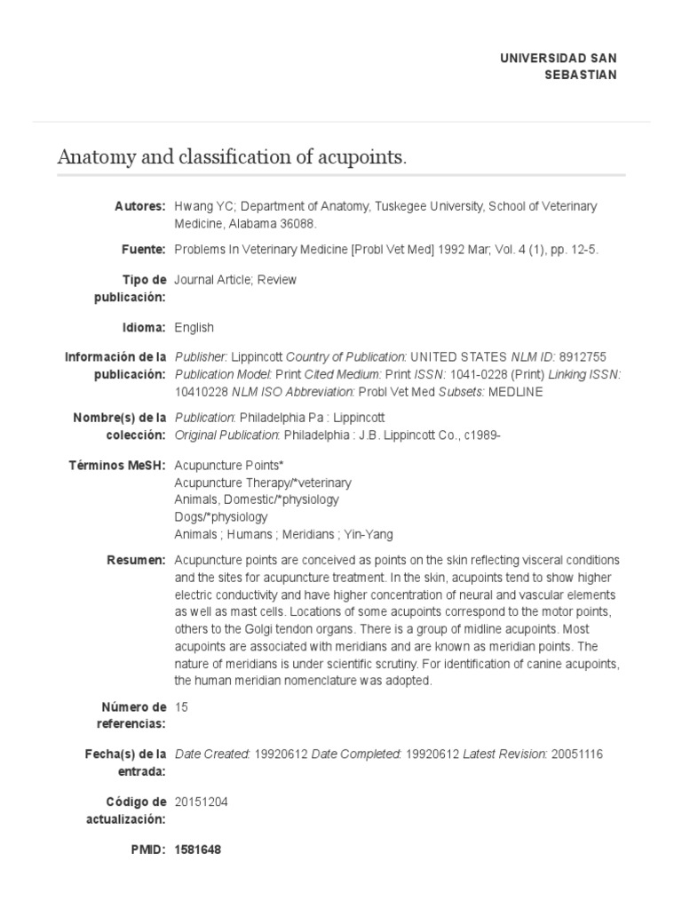 Anatomy and Classification of Acupoints | PDF