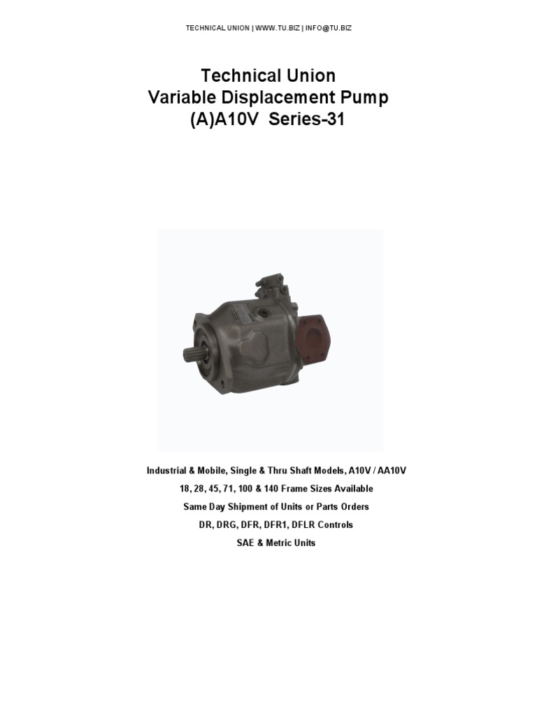 A10v Pump Catalog | PDF | Pump | Transmission (Mechanics)