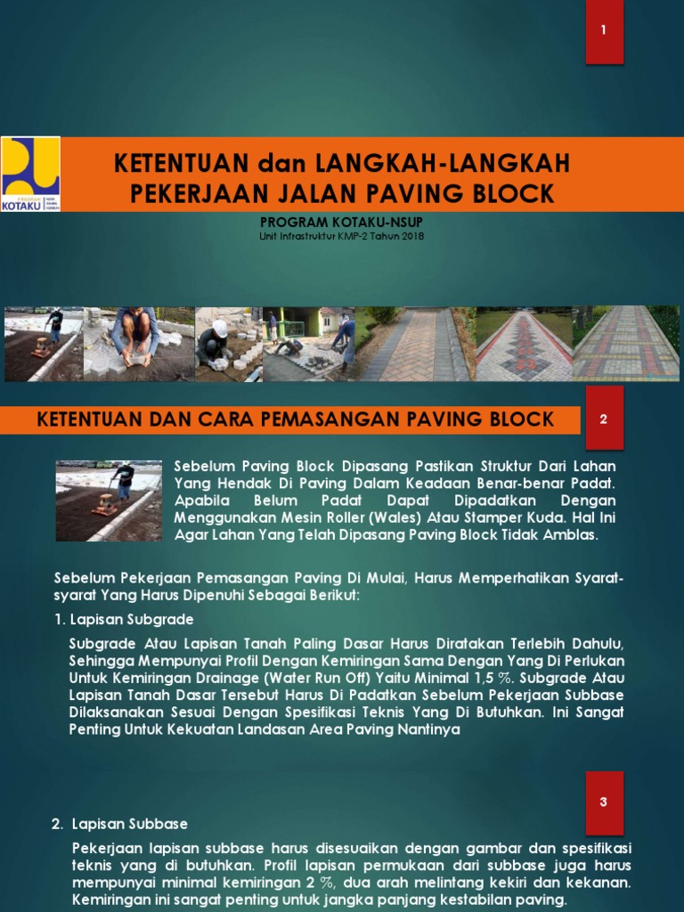 Ketentuan Dan Langkah-Langkah Pekerjaan Jalan Paving Block PDF | PDF