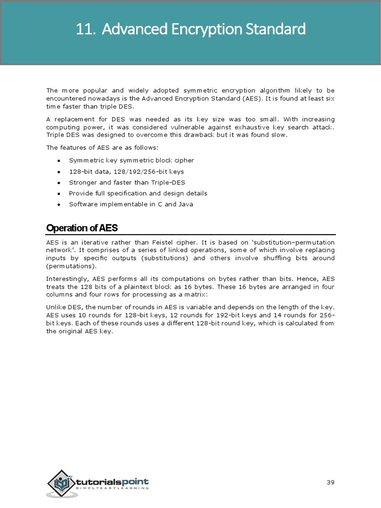 Advanced Encryption Standard: Operation of AES | PDF | Cryptography ...