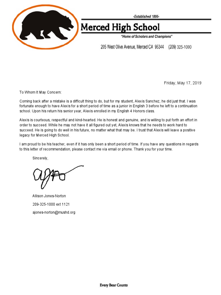 Letter of Rec | PDF