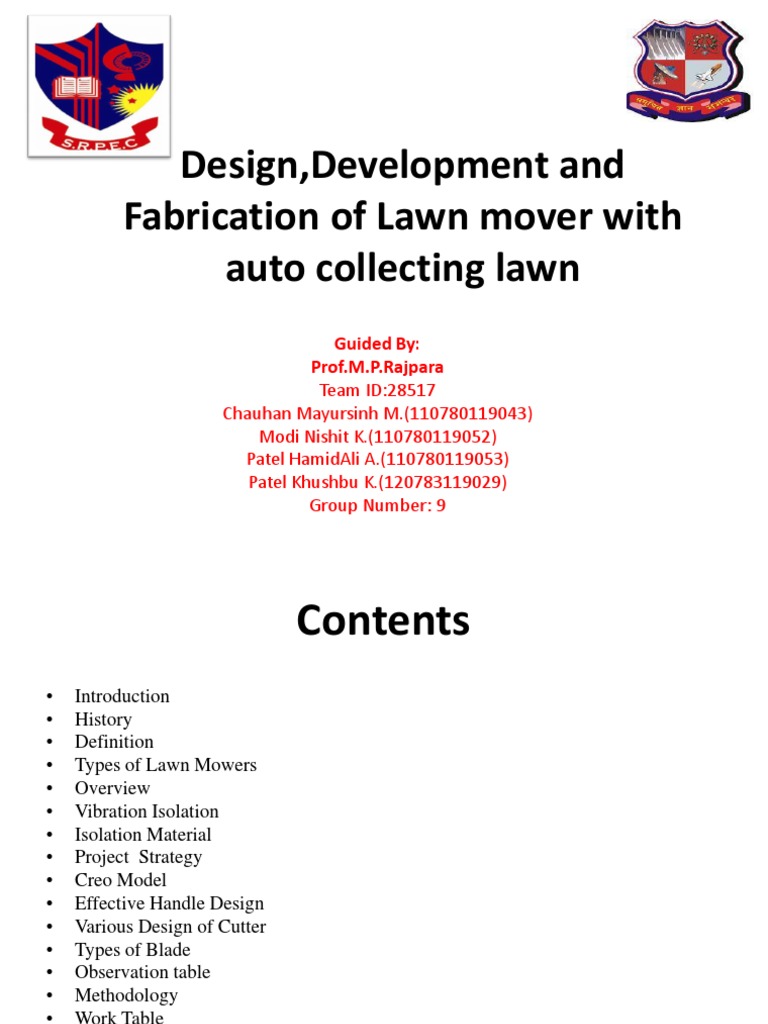 Design, Development and Fabrication of Lawn Mover With Auto Collecting ...