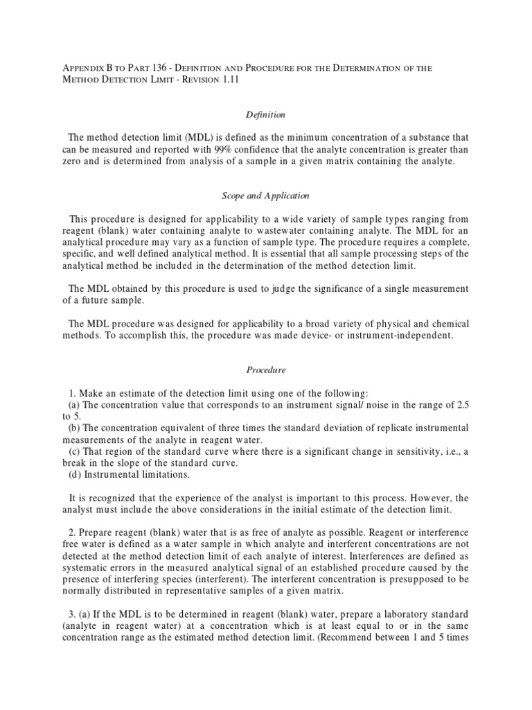 Mdl Pdf Download Free Pdf Detection Limit Statistical Analysis