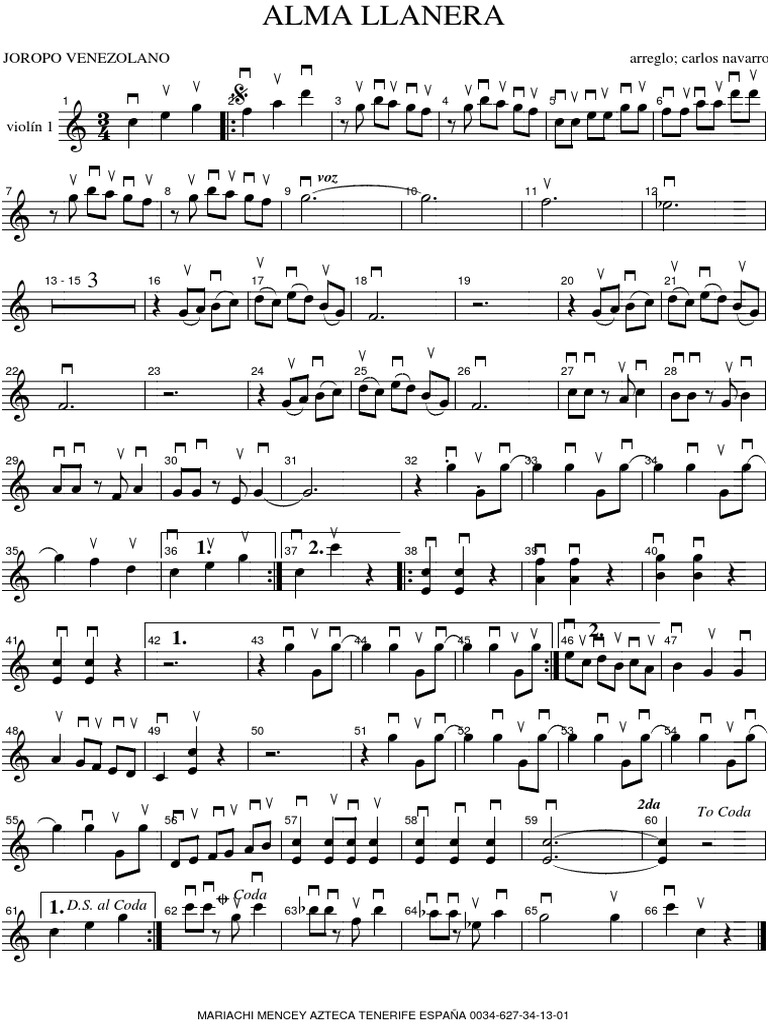 1er Violin Alma Llanera Mariachi PDF | PDF