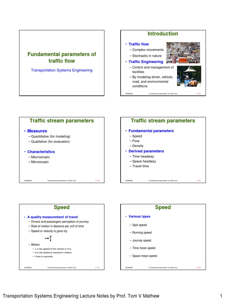 Parameters For Traffic Flow | PDF | Speed | Traffic