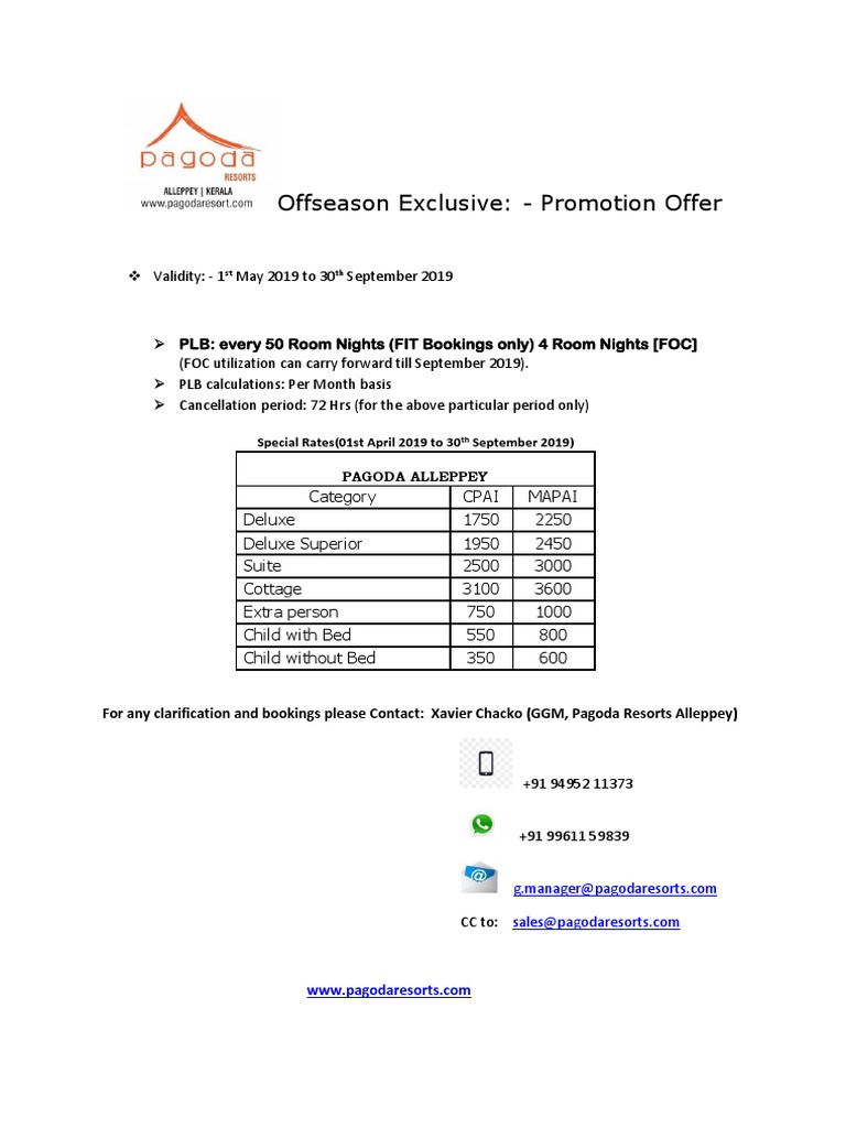 Offseason Exclusive: - Promotion Offer: PLB: Every 50 Room Nights (FIT ...