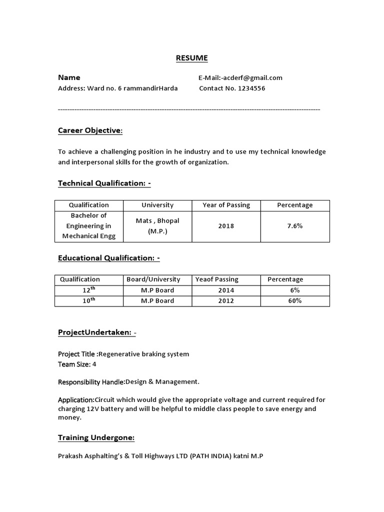 Resume Formet | PDF | Business