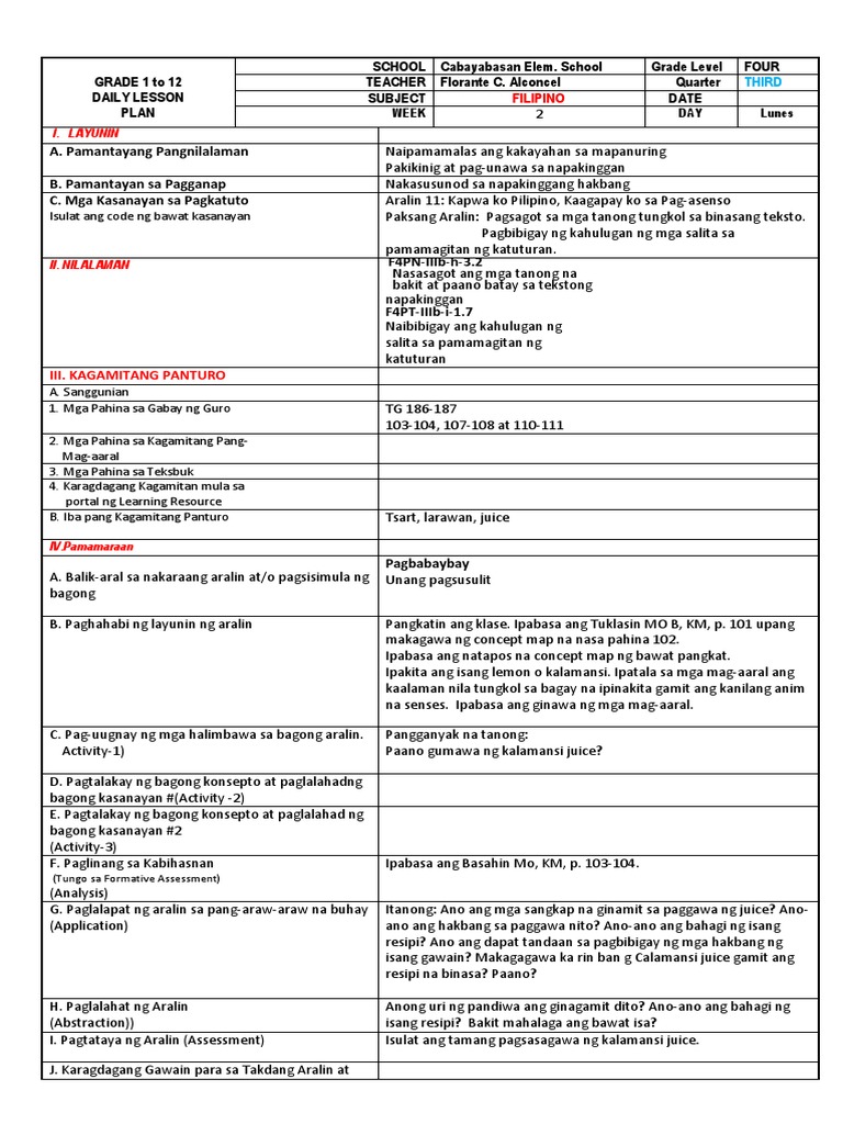 DLP Filipino q3 w2 | PDF
