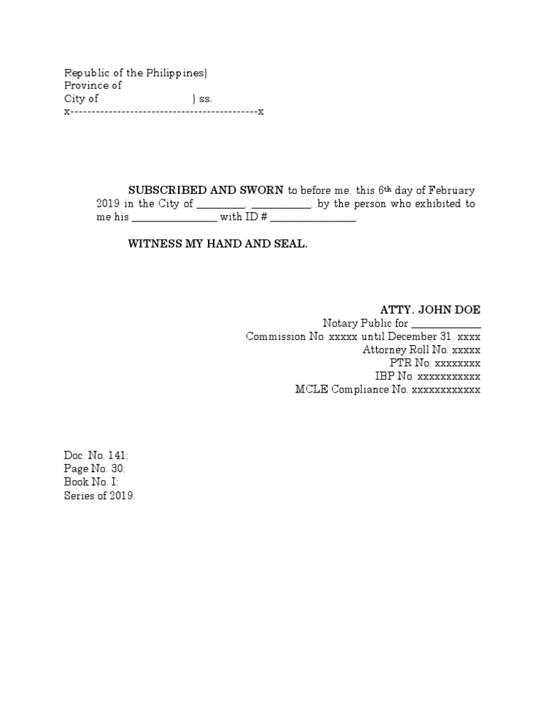 Jurat Sample | PDF | Civil Law (Common Law) | Practice Of Law