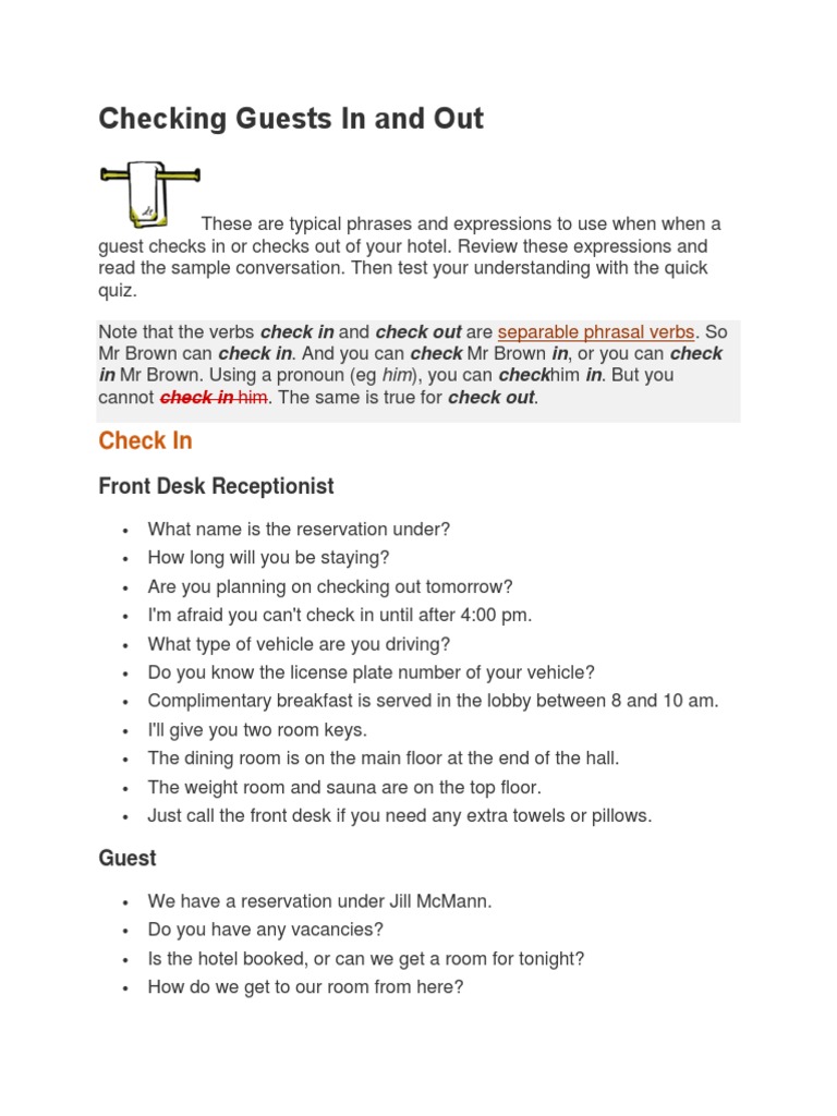 Hotel Check-In and Check-Out Phrases: A Guide to Common Expressions ...