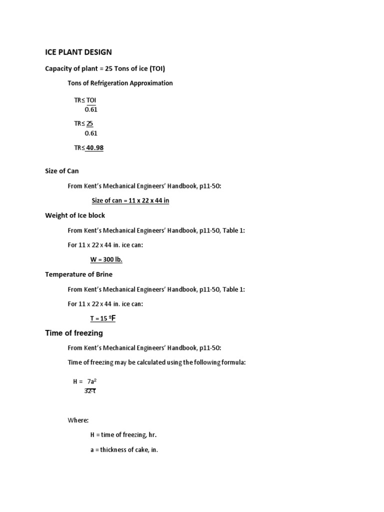 Ice Plant Design | Download Free PDF | Ton | Ice