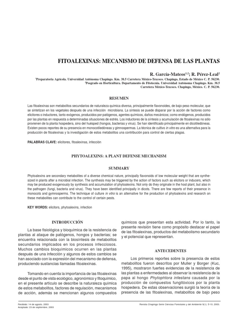 Fitoalexinas: Defensa Vegetal Esencial | PDF | Enzima | Plantas