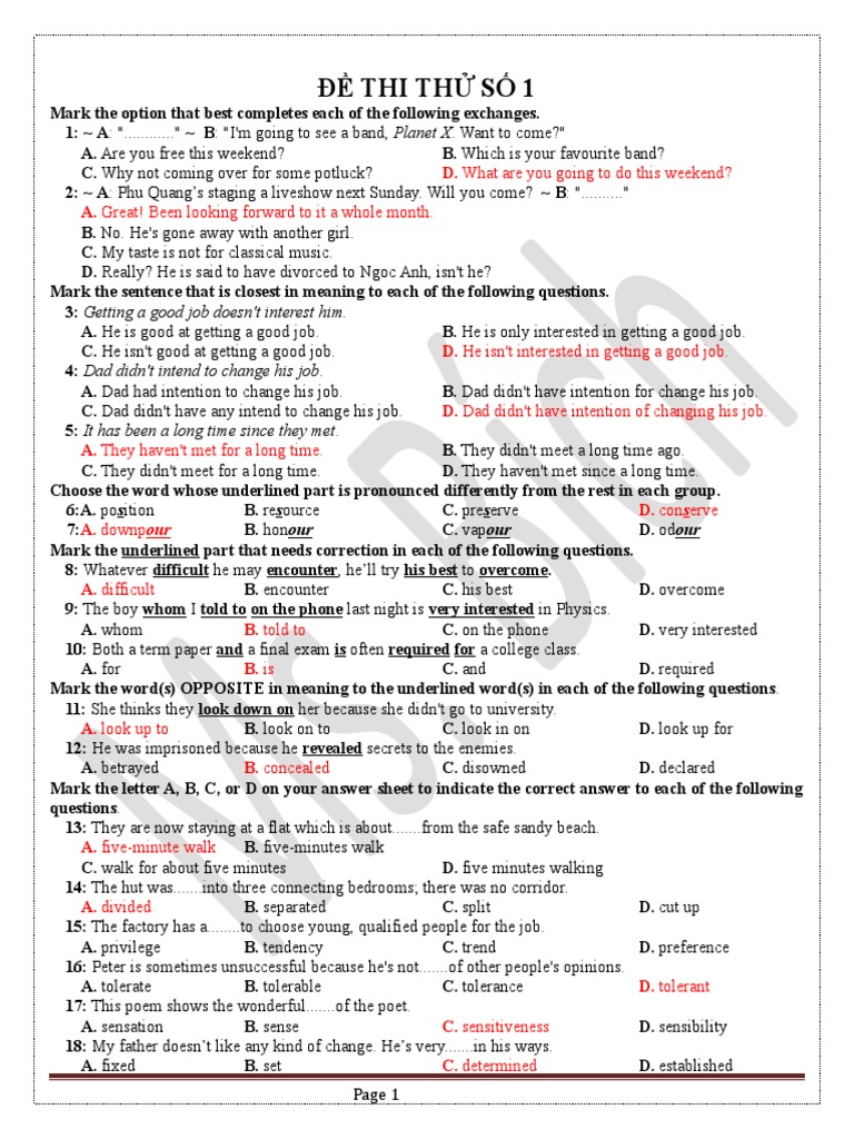 De Thi Thu THPT Quoc Gia Theo Minh Hoa Cua Bo Tu Soan So 1 | PDF | Fast Food | Foods