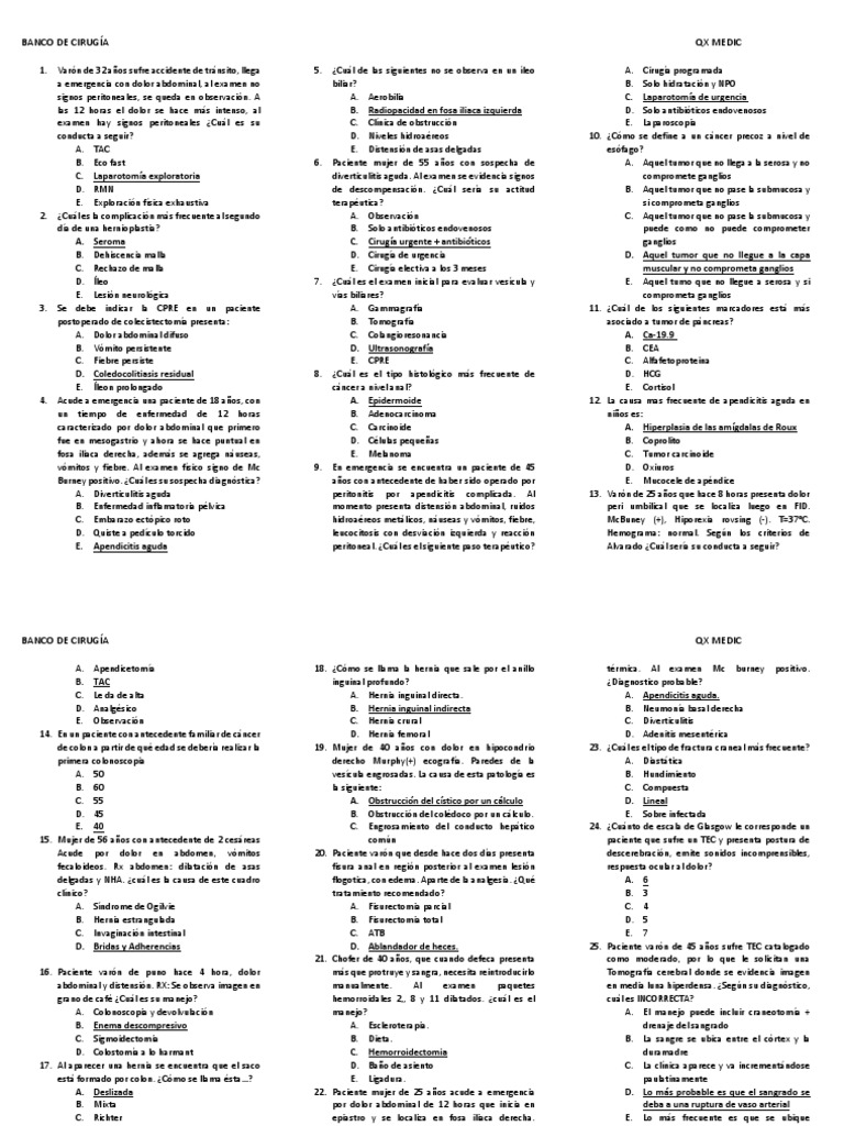 Simulacro Enam-Essalud Cirugía Con Claves | PDF | Abdomen | Gastroenterología