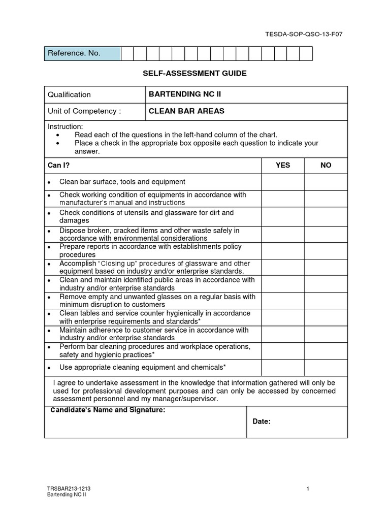 Bartending Self - Assessment Guide PDF | PDF | Cocktails | Drink