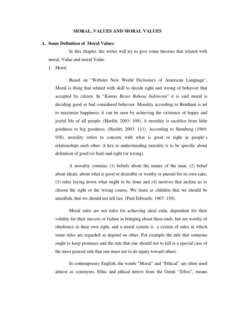 Moral Values And Moral Values A Some De Pdf Pdf Value Ethics