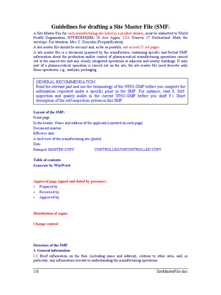 Site Master File | PDF | Verification And Validation | Quality Assurance