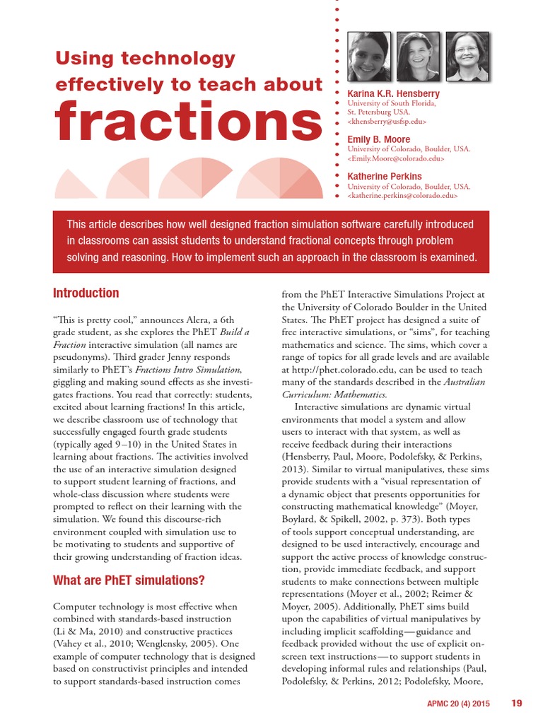 Fractions: Using Technology Effectively To Teach About | PDF ...