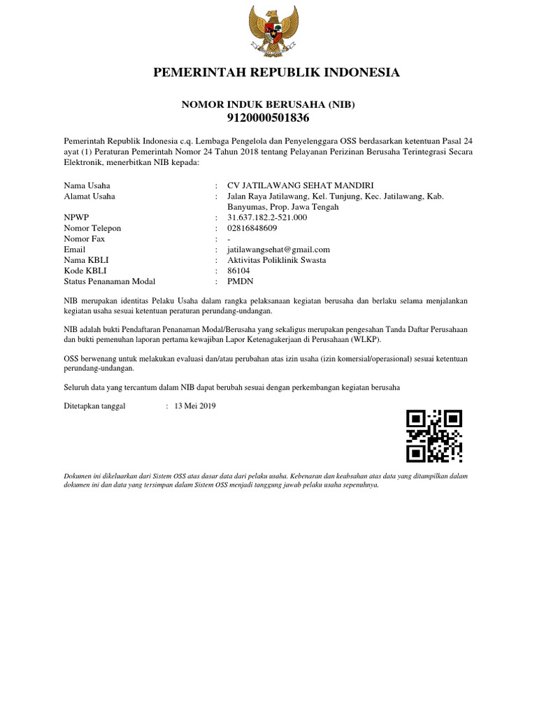 ️ Contoh NIB Perorangan: Memberikan Contoh dan Panduan Lengkap untuk ...